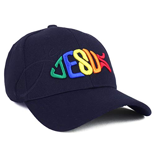 Trendy Apparel Shop Rainbow Jesus Fish Symbol 3D Embroidered Baseball